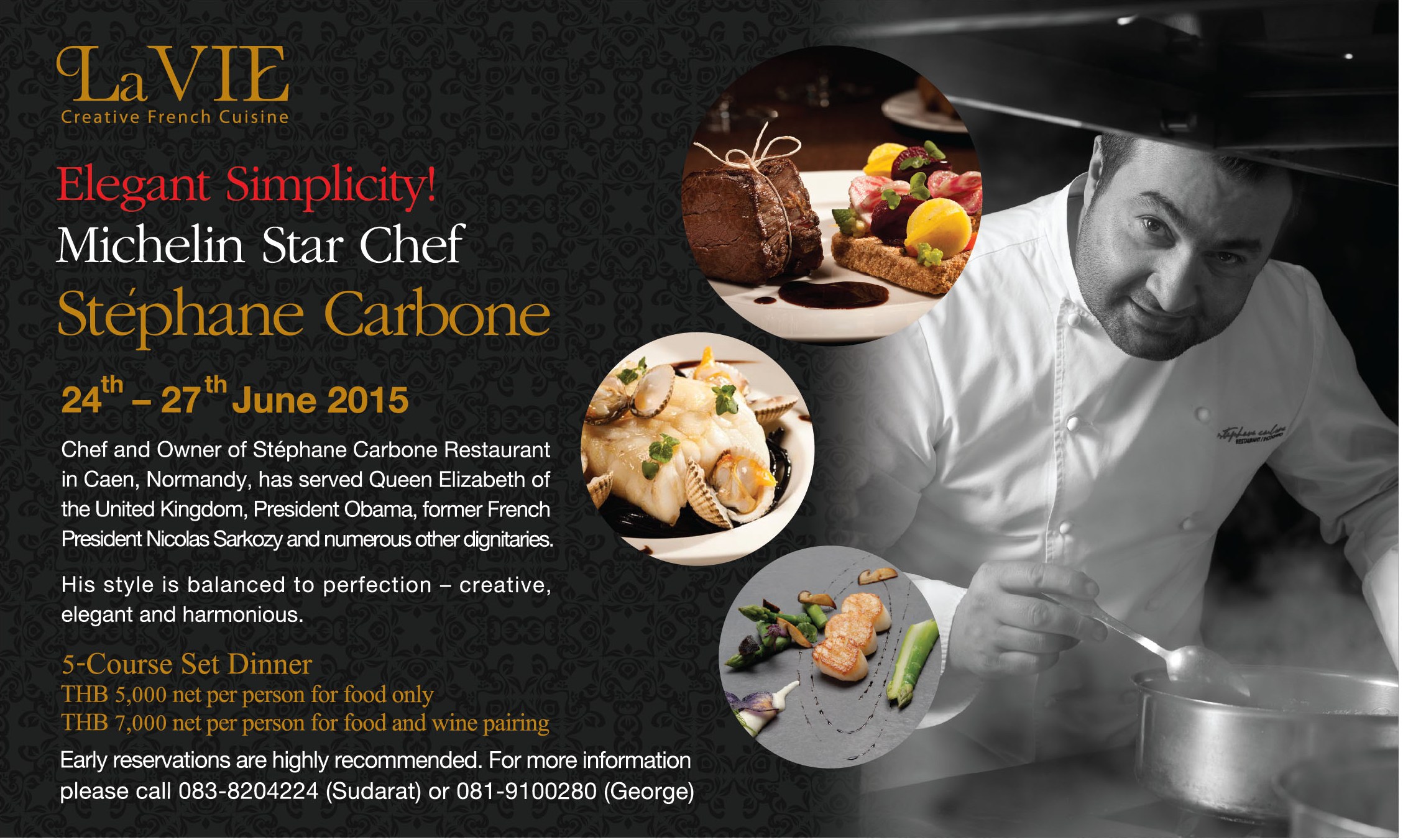 Michelin Star Chef Stephane Carbone From Normandy At Vie Hotel Bangkok